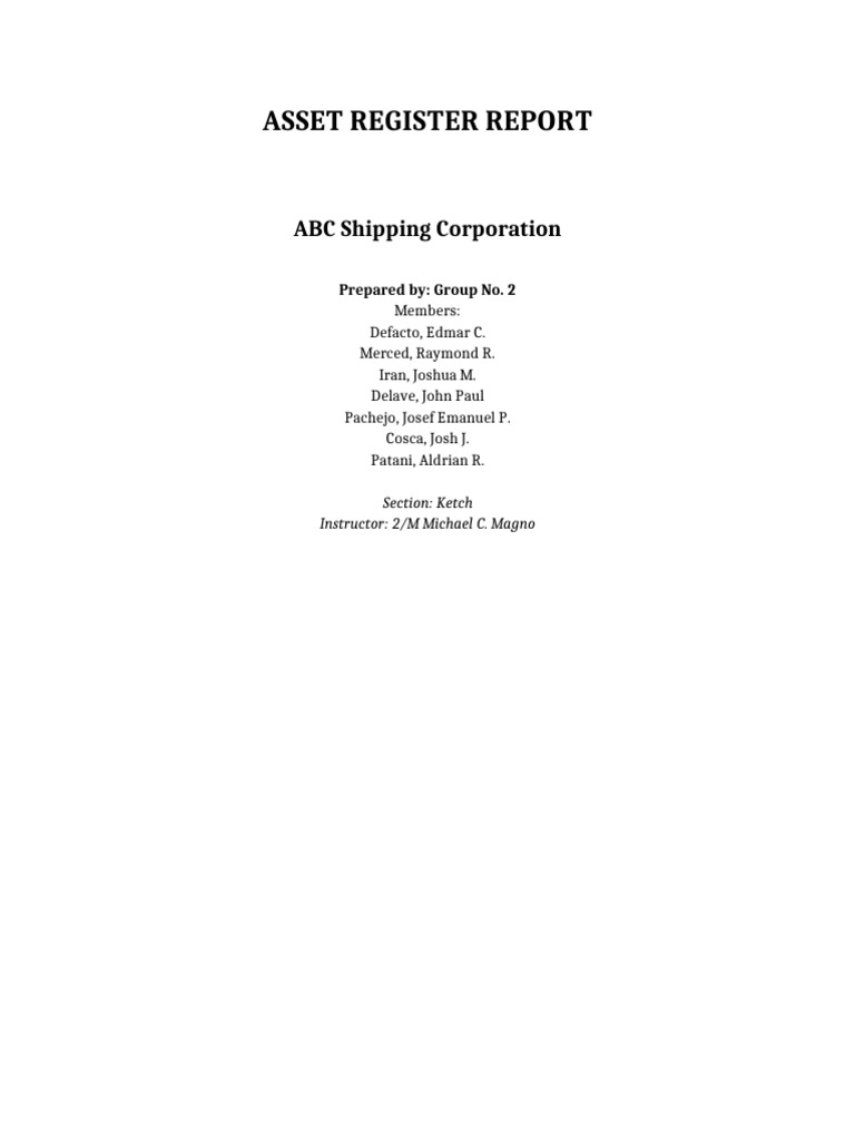 Asset Register With Cover | PDF