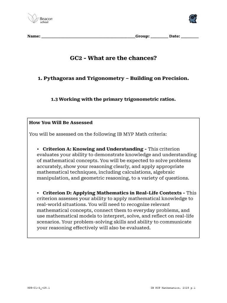 Trigonometric Ratios in IB MYP Math | PDF | Mathematics | Trigonometry