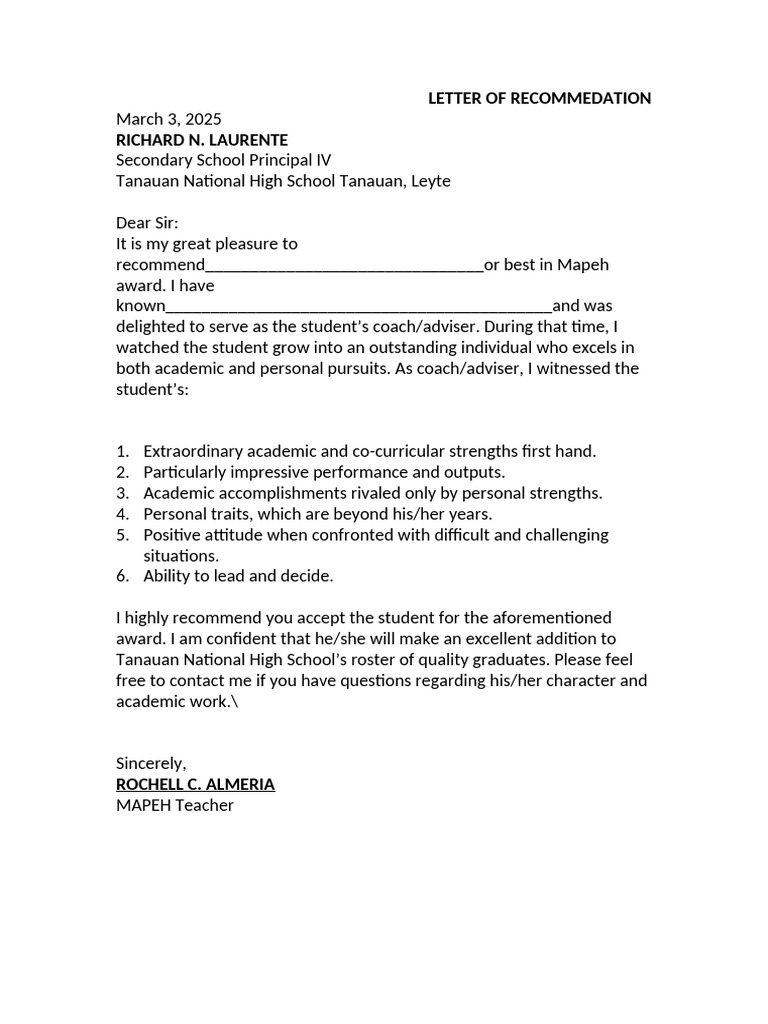 LETTER-OF-RECOMMEDATION | PDF