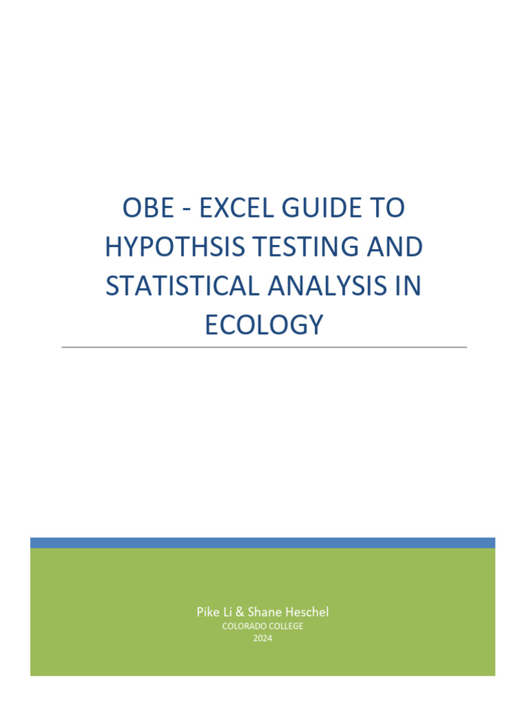 Excel Guide to Hypothesis Testing and Statistical Analysis in Ecology ...