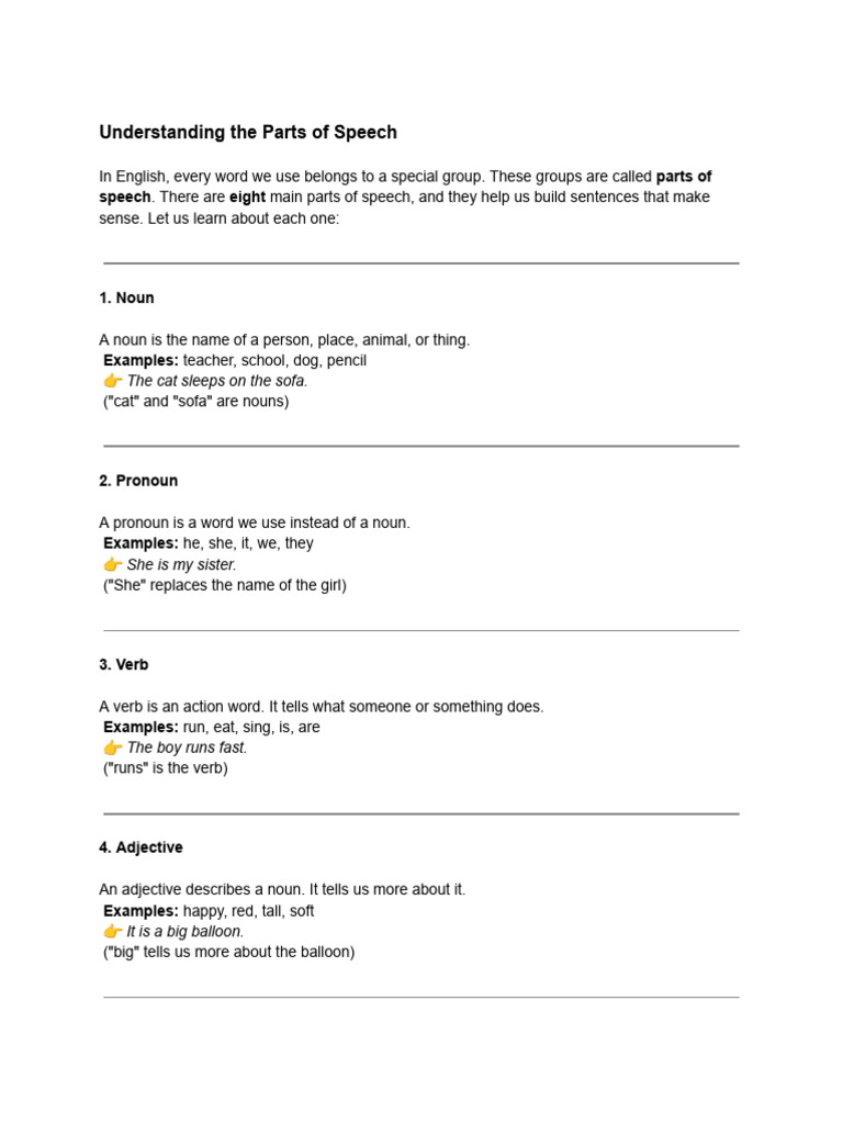 Understanding The Parts of Speech | PDF