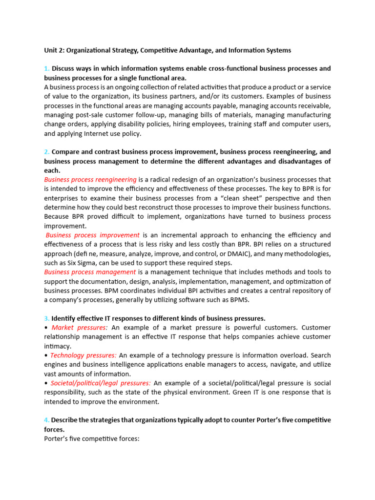 Unit II Organizational Strategy | PDF | Business Process | Business