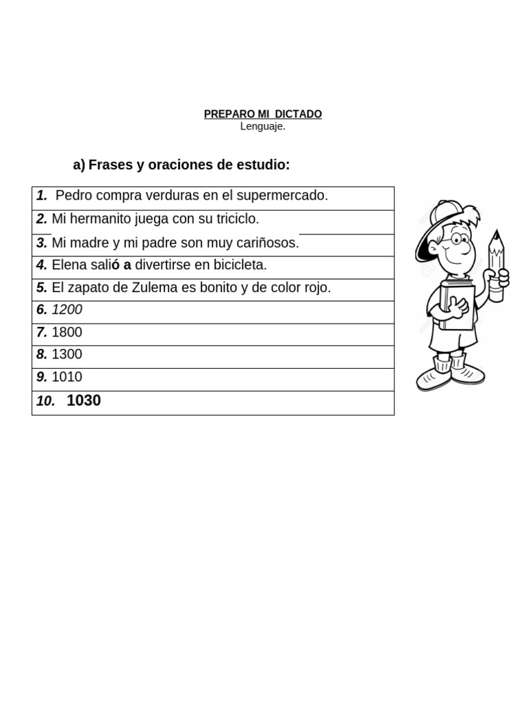 Dictado de Oraciones | PDF