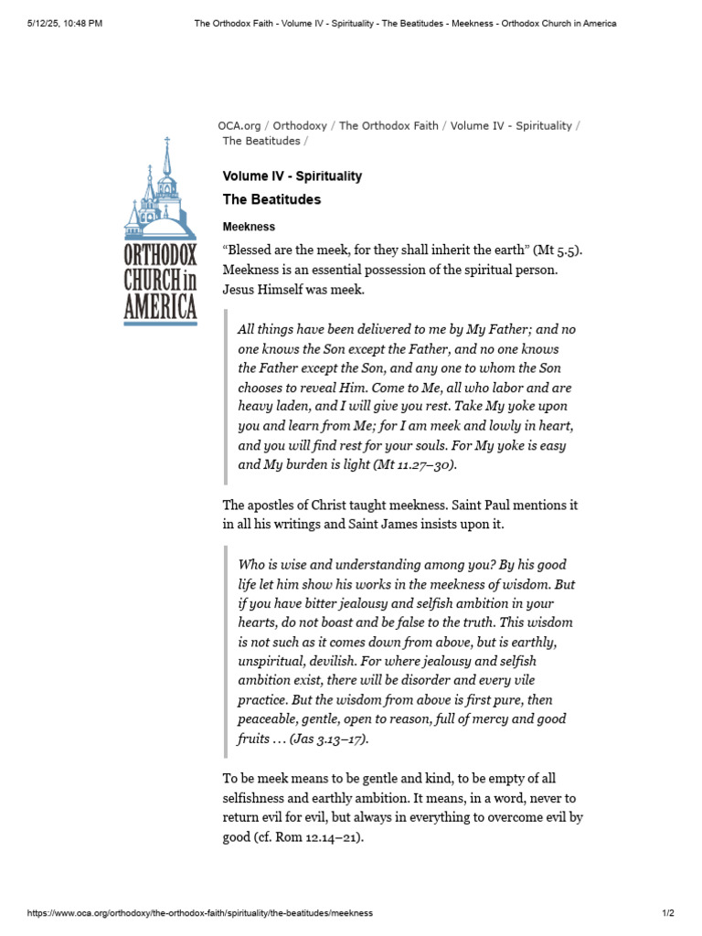 The Orthodox Faith - Volume IV - Spirituality - The Beatitudes ...