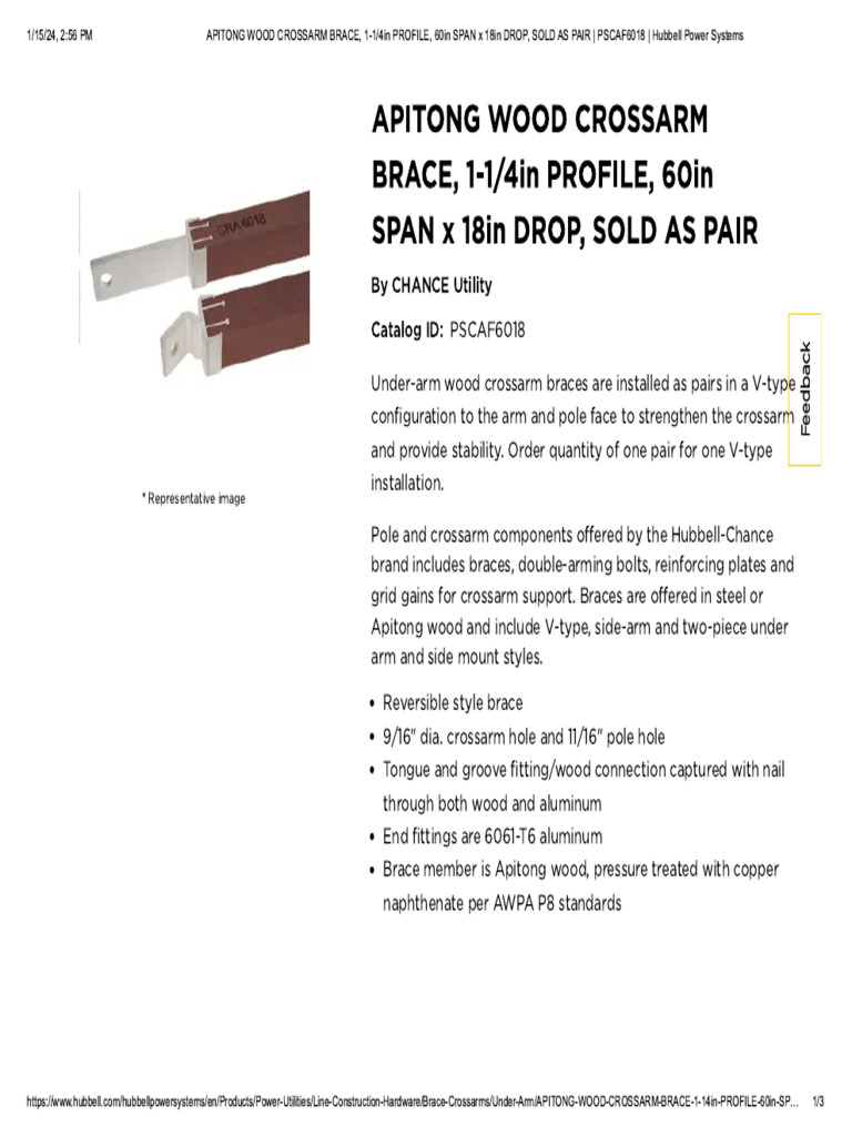 APITONG WOOD CROSSARM BRACE, 1-1 - 4in PR.. | PDF