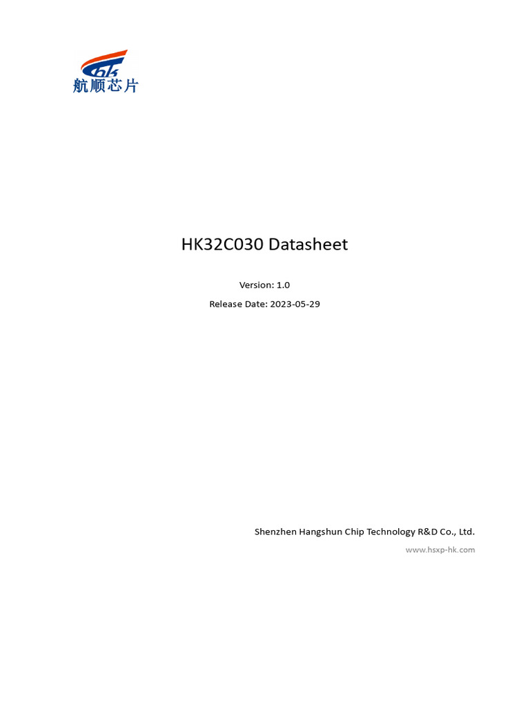 HK32C030 Datasheet V1.01685407292826 | PDF | Microcontroller | Analog To Digital Converter