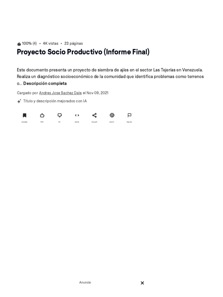 Proyecto Socio Productivo (Informe Final) - PDF | PDF