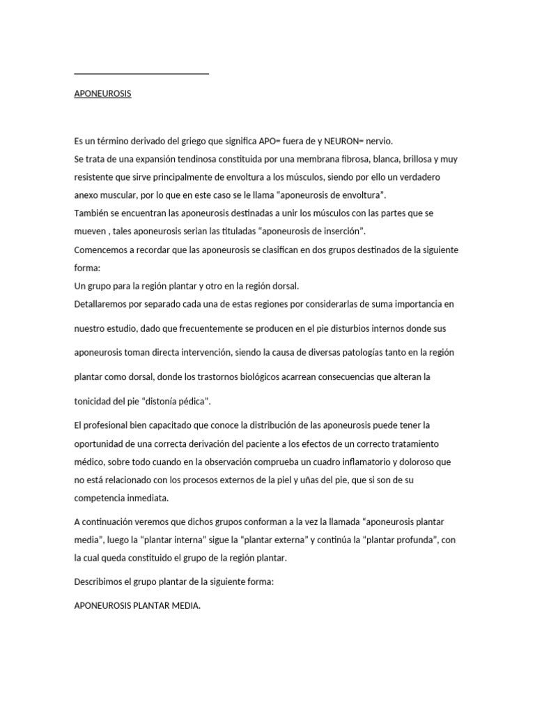 Aponeurosis: Estructura y Función en el Pie | PDF | Pie | Sistema ...