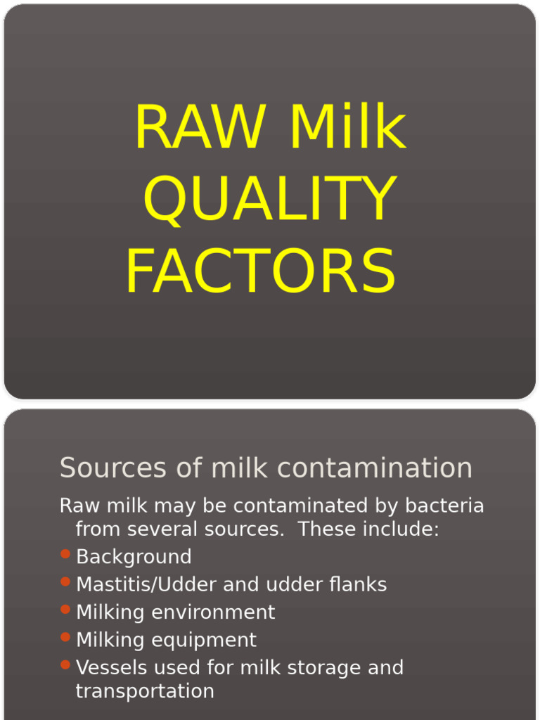 Raw Milk Quality Factors | PDF | Microbiology | Dairy