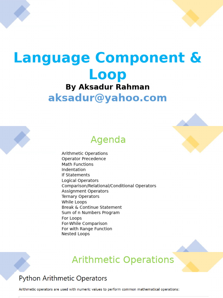 2. Language Components & Loop | PDF | Python (Programming Language) | Control Flow