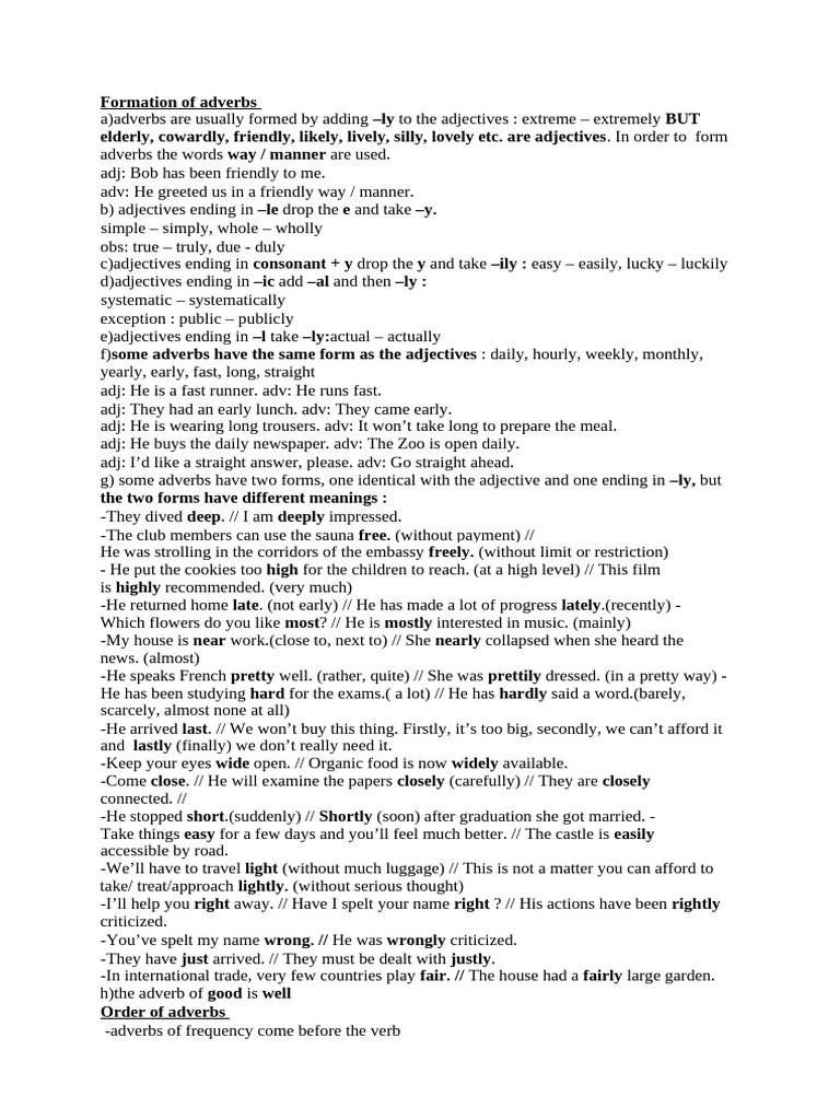 How to Form Adverbs and Their Comparisons | PDF | Adjective | Syntax