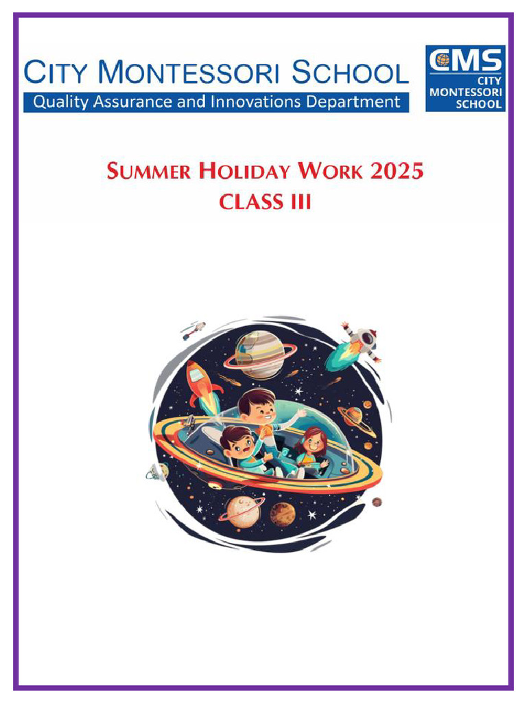 Holiday Homework - Class Iii - 2025 | PDF | Earth | Planets
