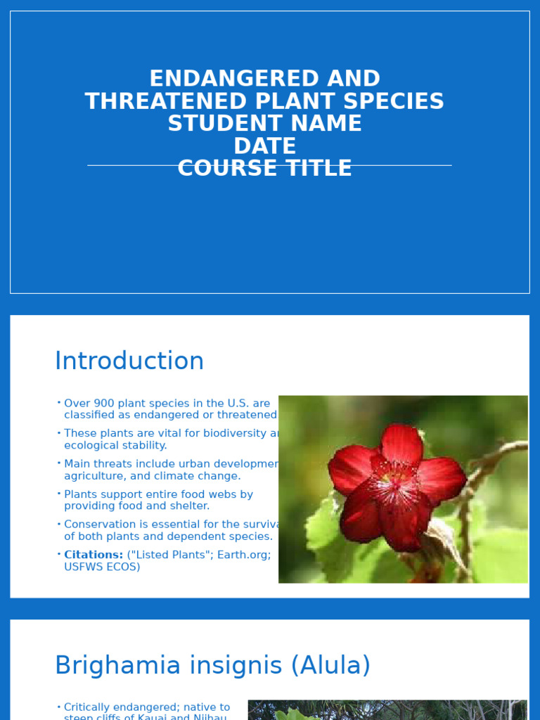 Endangered and Threatened Plant Specie | PDF | Endangered Species ...