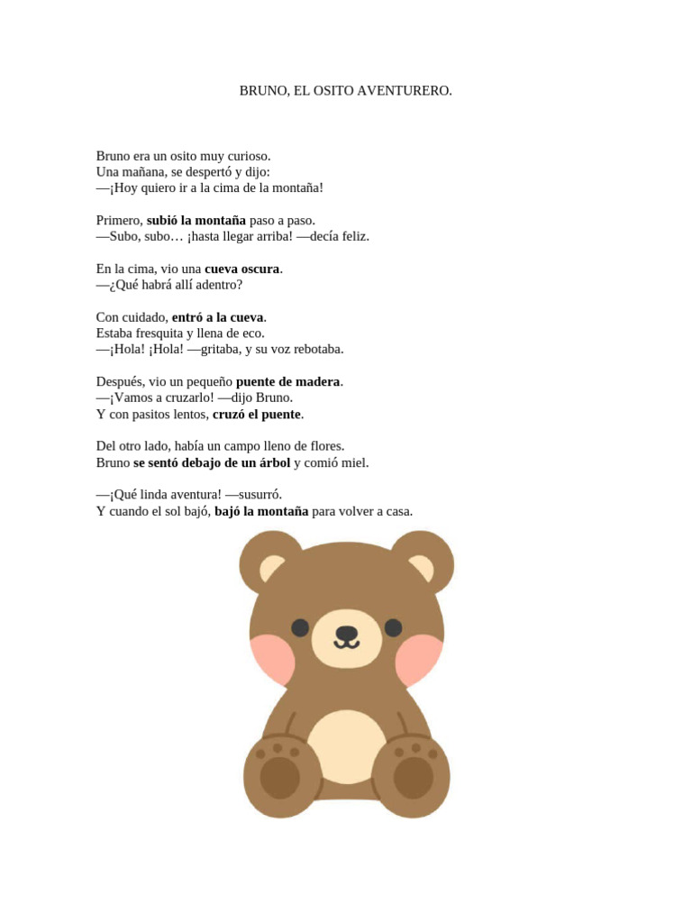 Aventura de Bruno, el osito curioso | PDF