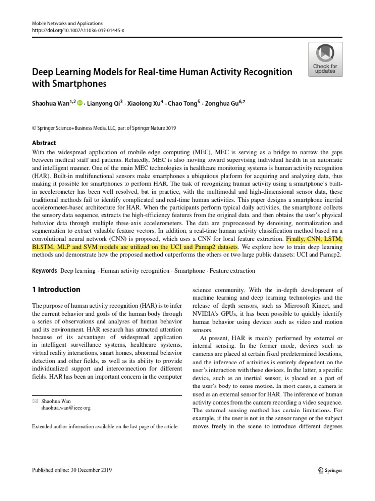 Deep Learning Models for Real-time Human Activity Recognition | PDF | Deep Learning | Support ...