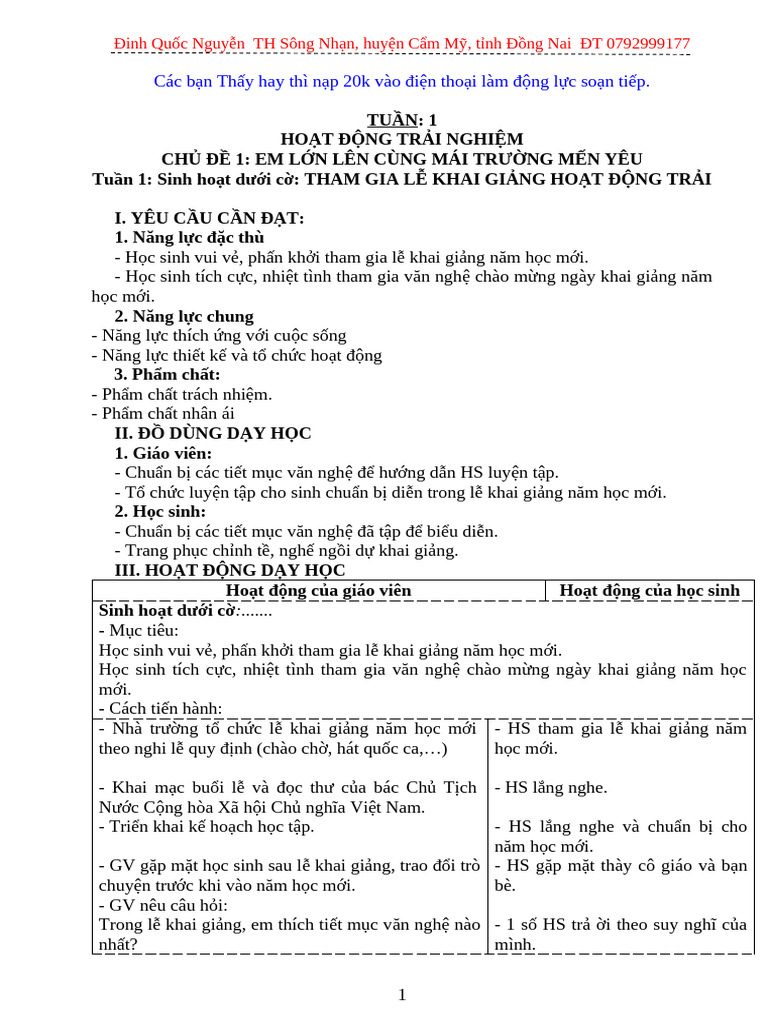 Hoat Dong Trai Nghiem 4 CA Nam Chan Troi Sang Tao | PDF