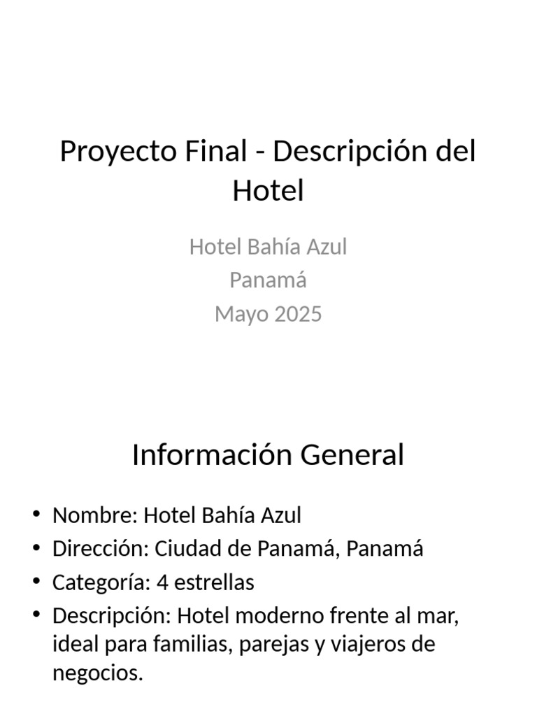 Hotel Bahia Azul Presentacion | PDF