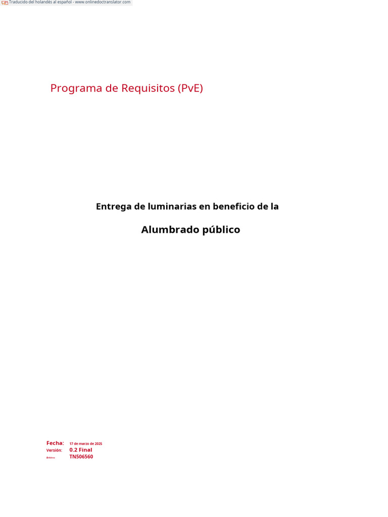 Bijlage - Programma Van Eisen (PvE) V2.0.nl - Es | PDF | Diodo emisor de luz | Poder (Física)