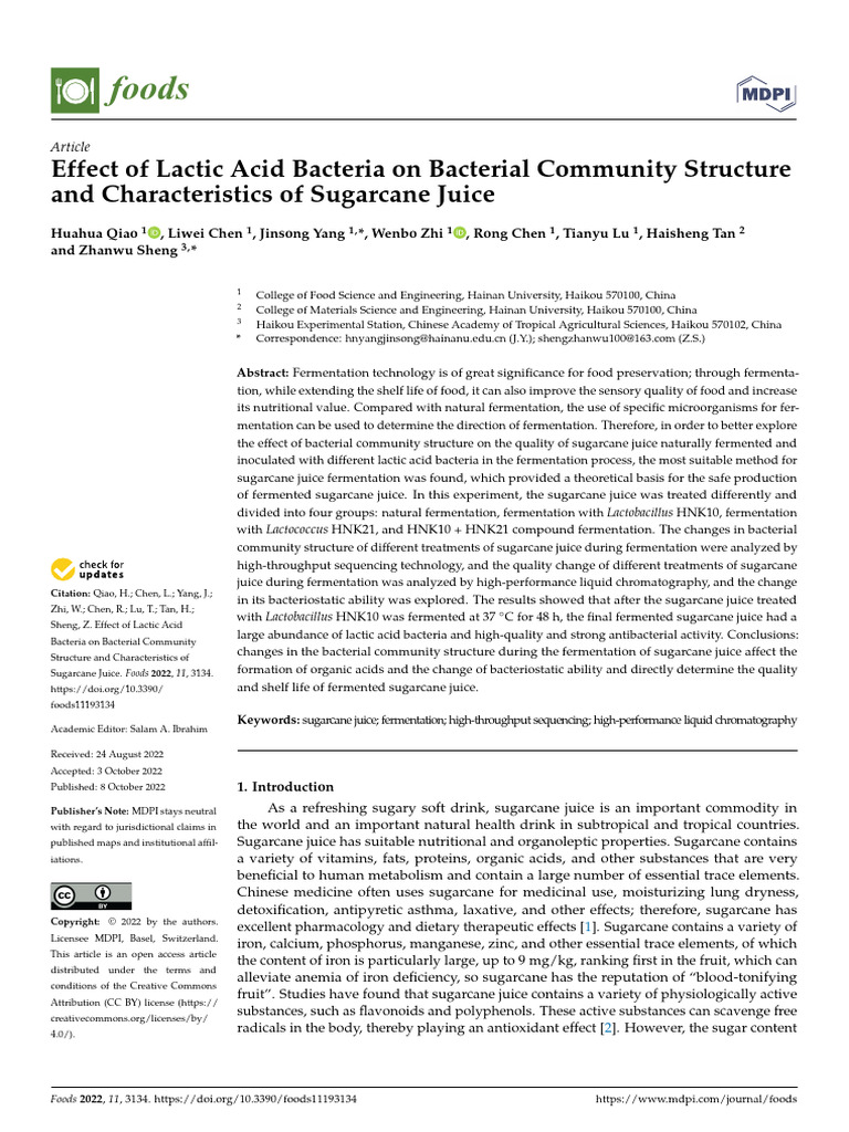 Effect of Lactic Acid Bacteria On Bacterial Community Structure and ...