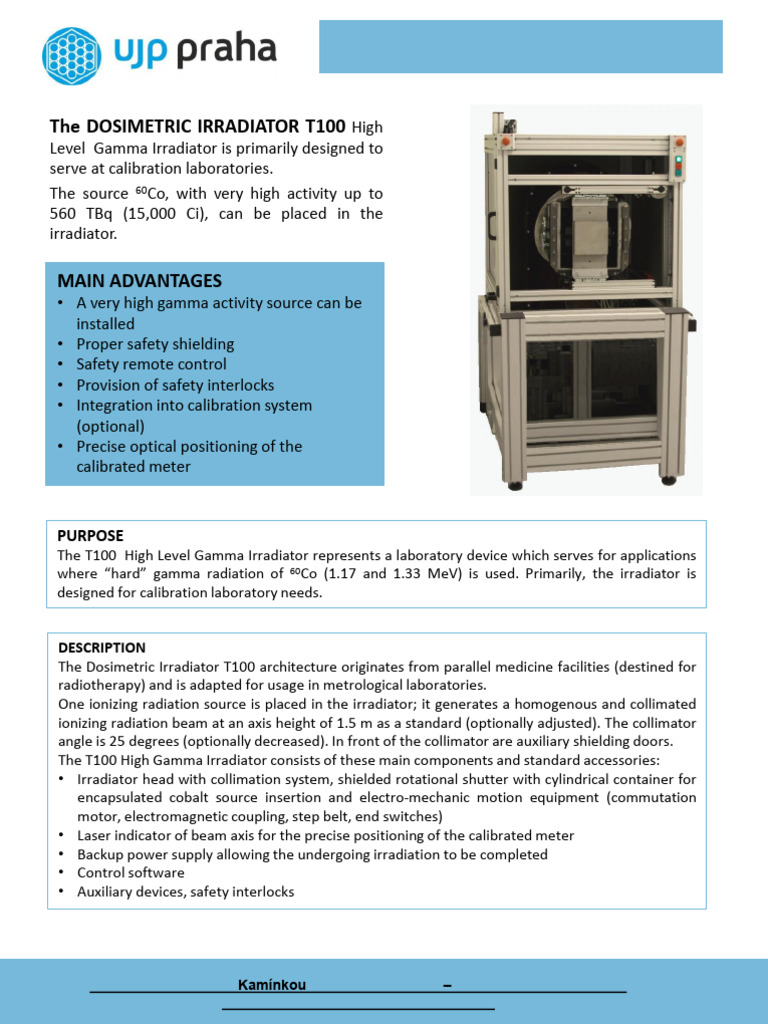 Dosimetric Irradiator T100 Overview | PDF | Calibration | Dosimetry