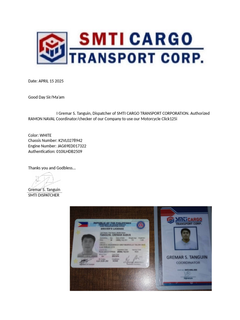 Motor Authorization Letter - E92a705a 1071 4773 B08a Ffaafaf40aa1 | PDF