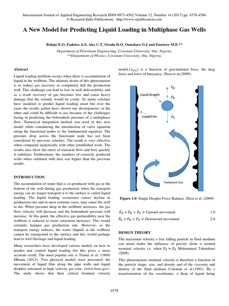 A New Model For Predicting Liquid Loadin | PDF | Liquids | Gases