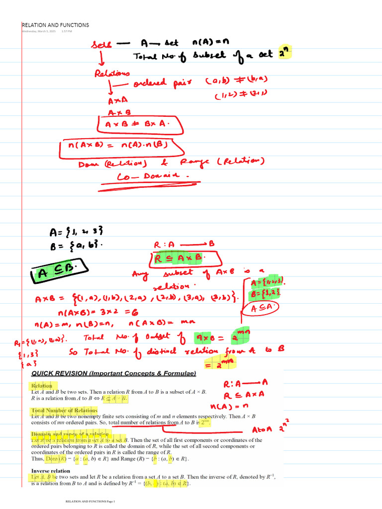 Relation And Functions Lecture 6 Pdf
