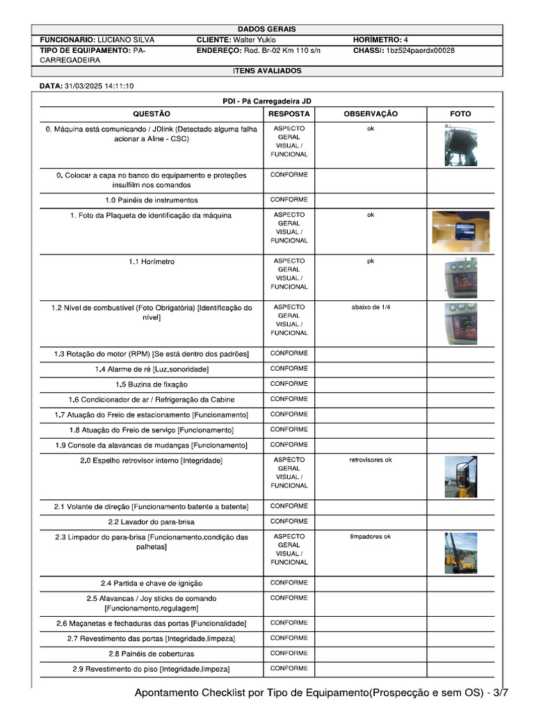 Check List PDI 1bz524paerdx00028 | PDF