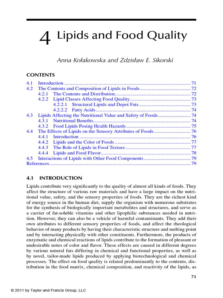 04 Lipids and Food Quality | PDF | Lipid | Fat