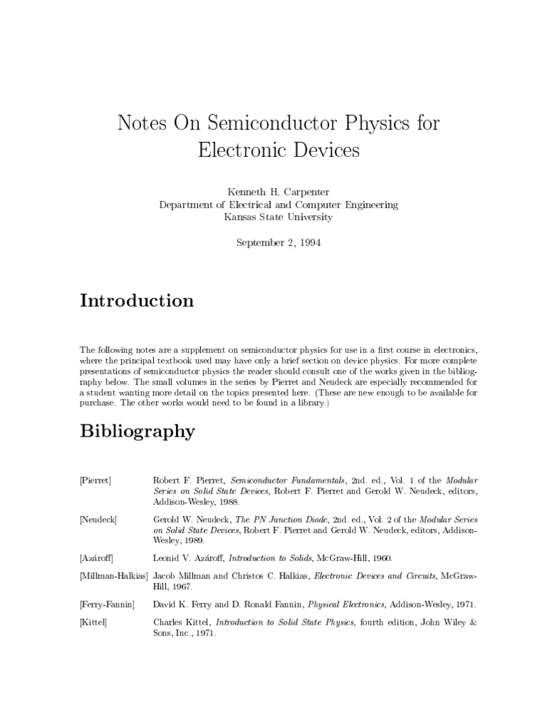 Notes On Semiconductor Physics For Electronic Devices | PDF | Doping ...
