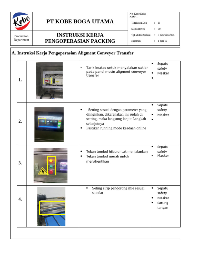 Intruksi Kerja Pengoperasian Packing | PDF