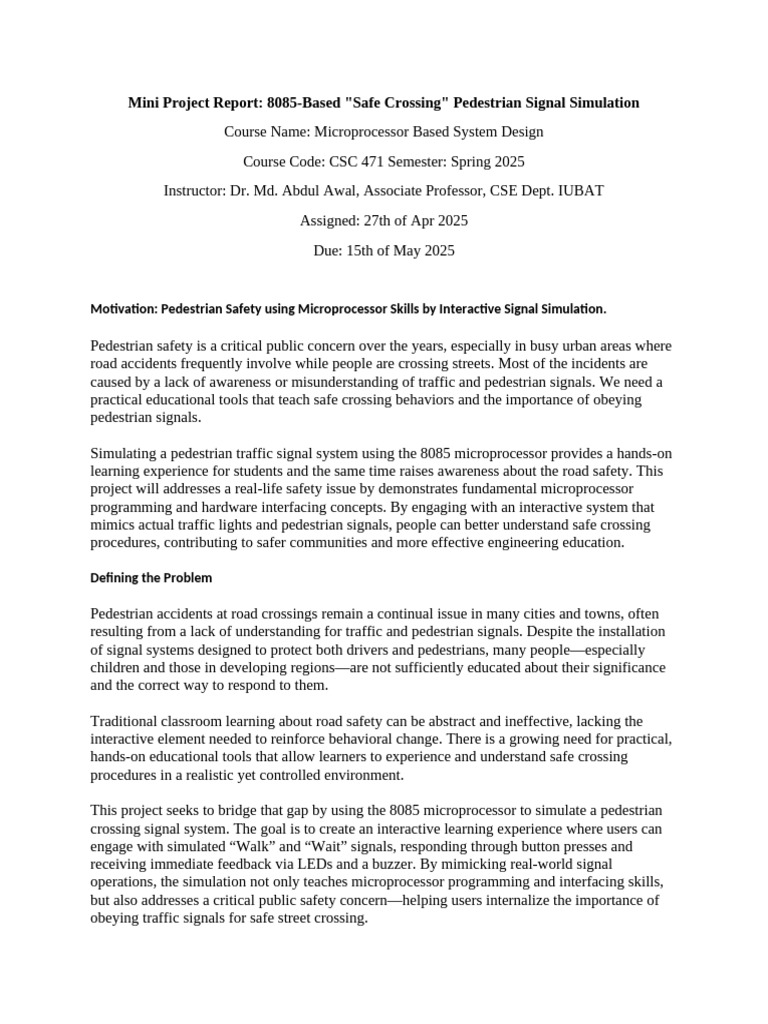 Mini Project Report CSC 471 | PDF | Simulation | Traffic