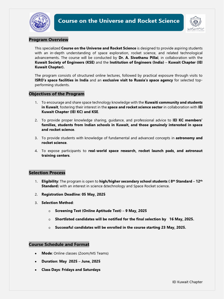 Booklet_-Course_ Rocket_Science | PDF | Outer Space | Spaceflight