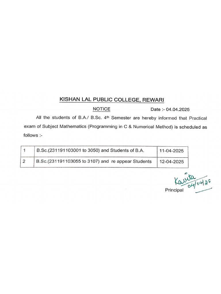 Practical Notice Mathematics 4th Sem | PDF