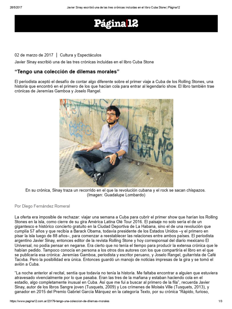 Javier Sinay Escribió Una de Las Tres Crónicas Incluidas en El Libro ...