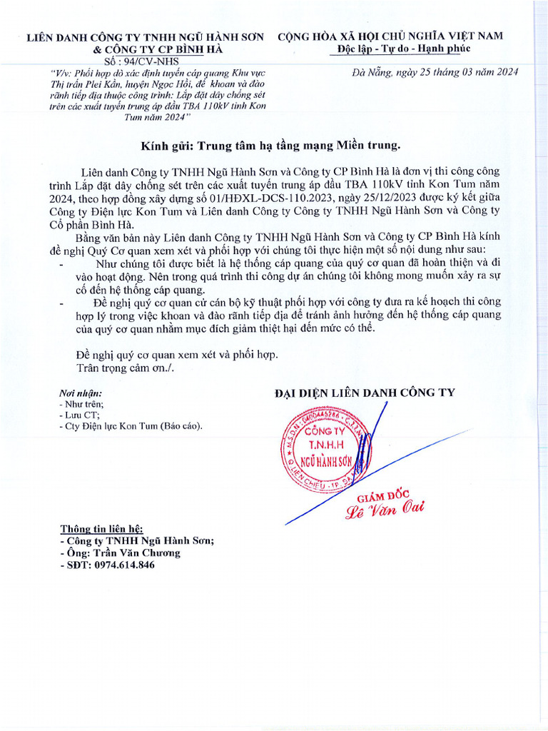 2024 T03 N24 94-CV-NHS Cong Ty Làm Tru Dien Ngoc Hoi | PDF