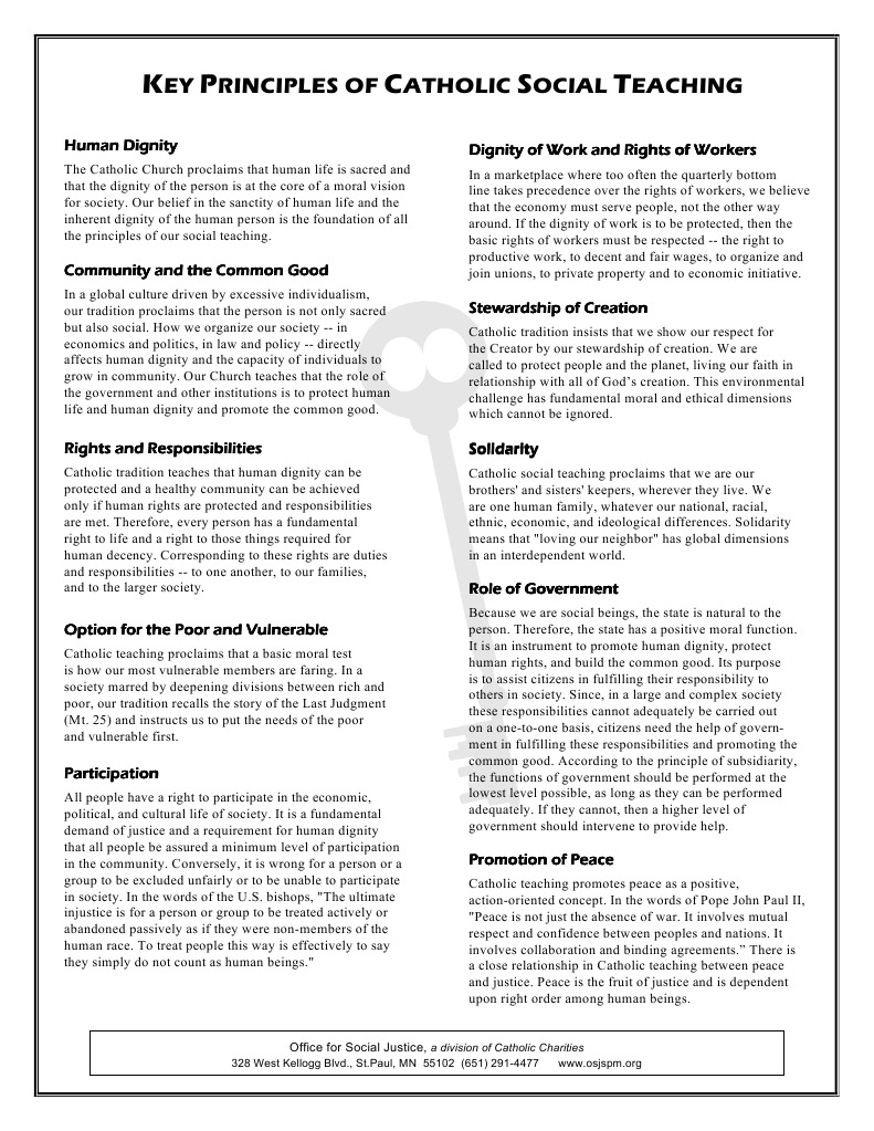 Key Principles of Catholic Social Teaching | PDF