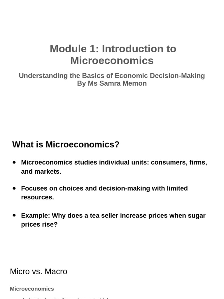 Module 1 Intro to Microeconomics | PDF