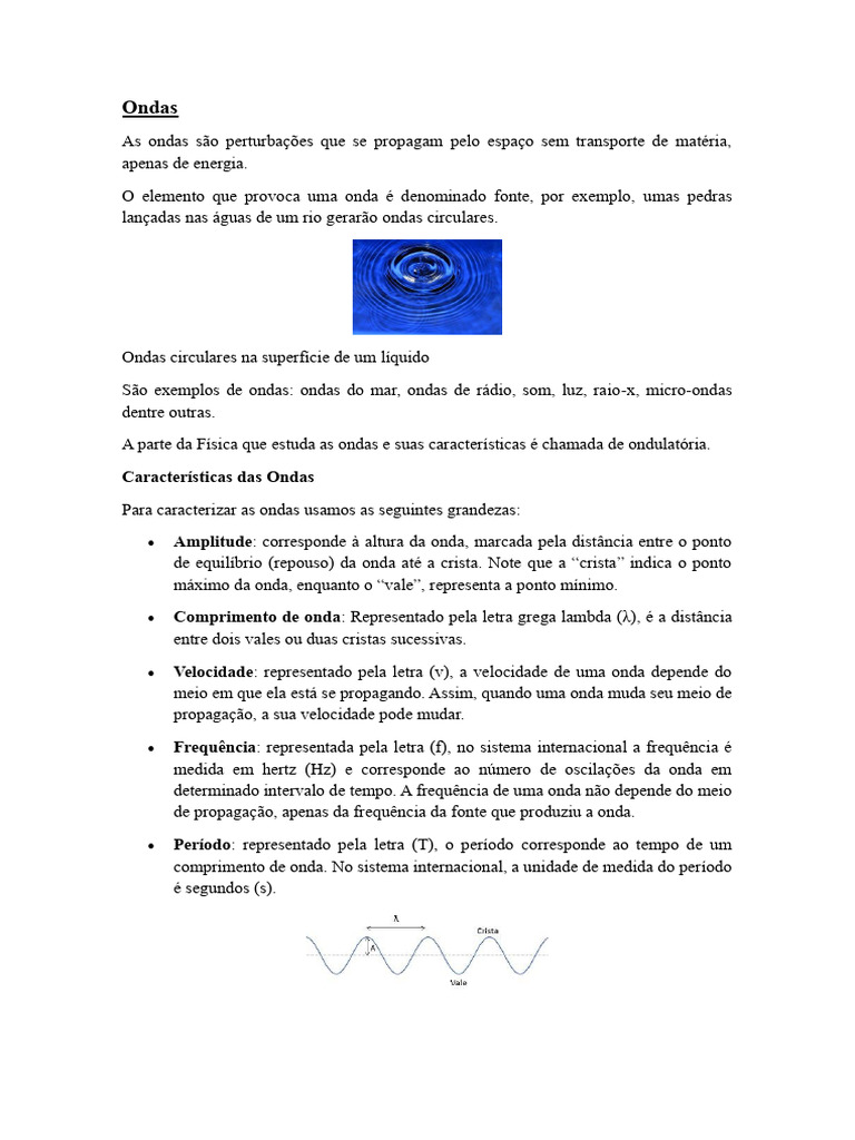 Ondas Toda Matéria Grade 11 2 Term CFB | PDF | Ondas | Frequência