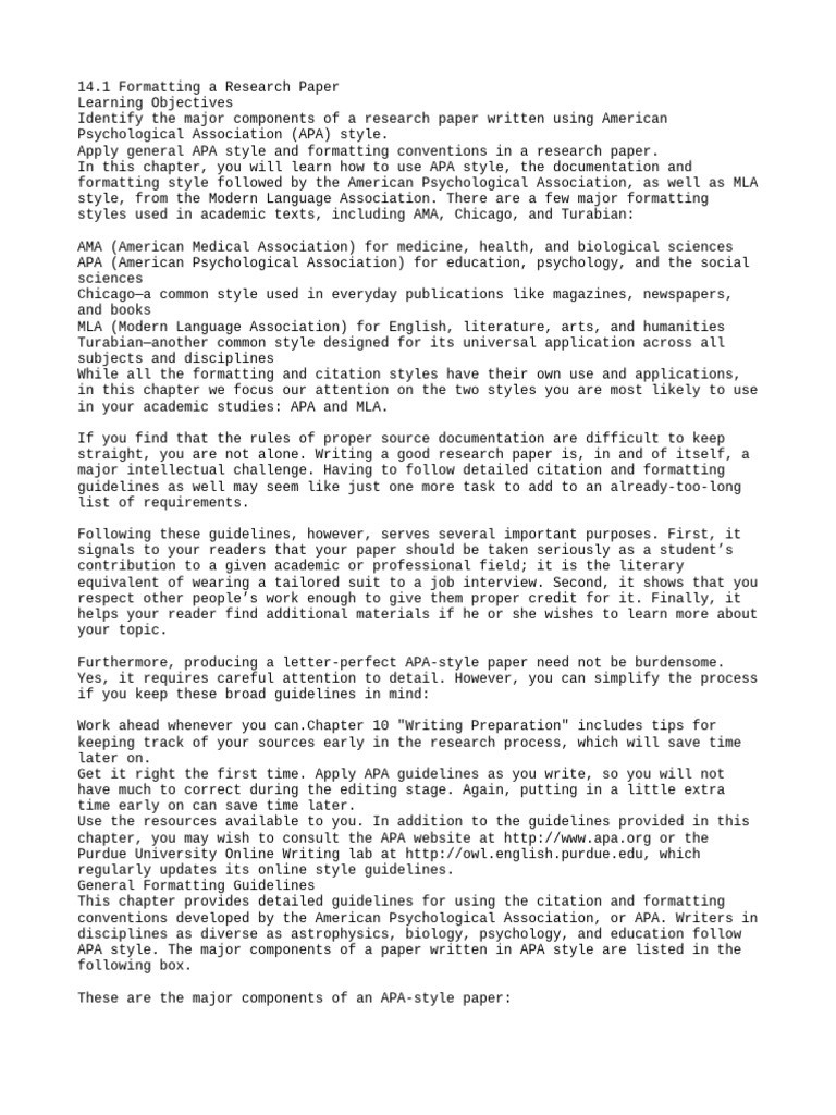 14.1 Formatting A Research Paper | PDF | Apa Style | Writing