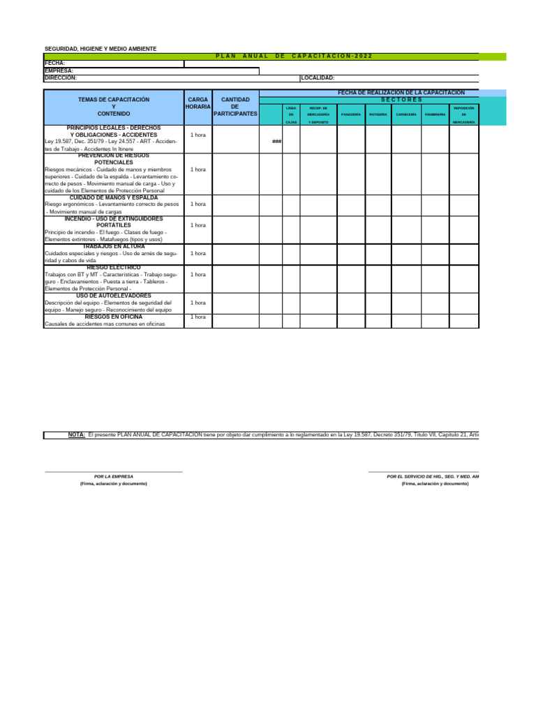 MODELO 3 - Plan Anual de Capacitacion | PDF | La seguridad