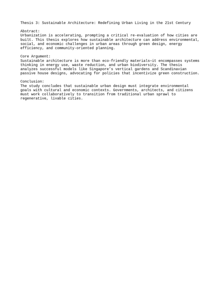 Sustainable Urban Design Thesis | PDF
