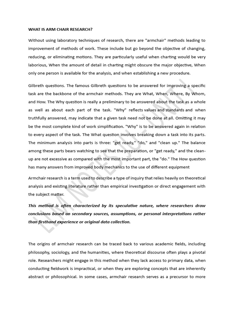 Understanding Armchair Research Methods | PDF | Methodology | Empirical ...