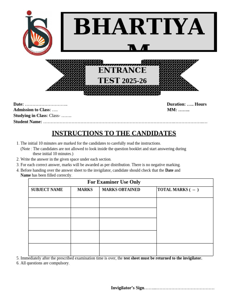 TSE 2025 Exam Instructions | PDF