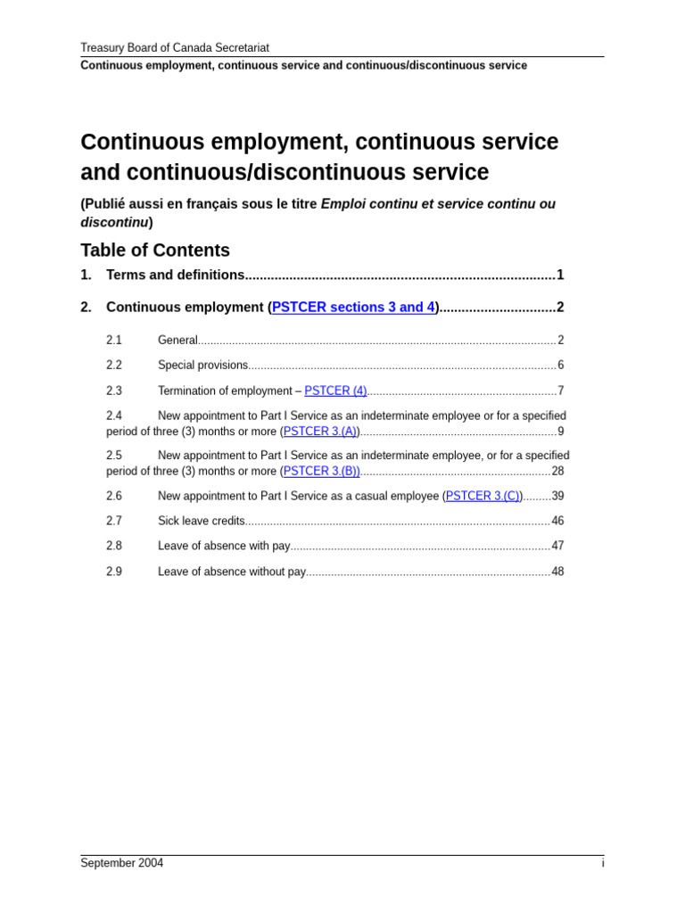 Continuous Employment Guidelines | PDF | Employment | Sick Leave