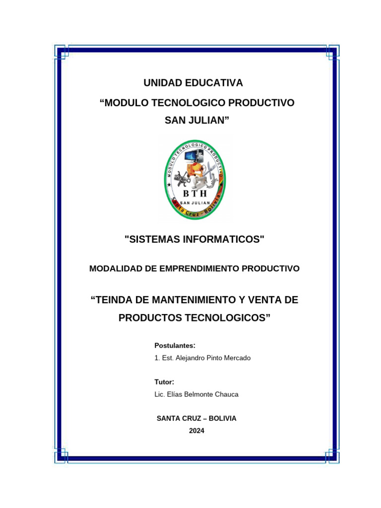 PROYECTO 2024-EMPRENDIMIENTO TIENDA DE MANTENIMIENTO Y PRODUCTOS ...