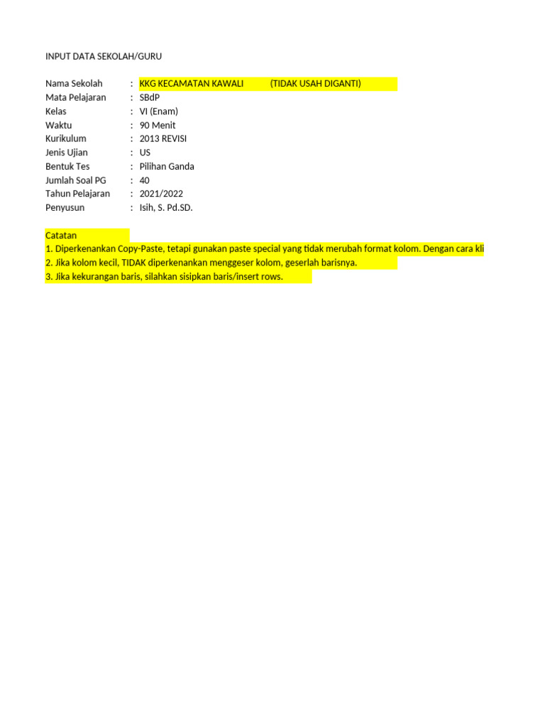 Kelas 6_US_SBdP - Copy | PDF