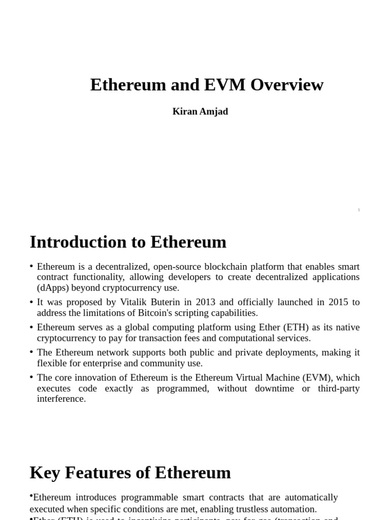 Lecture 11. Ethereum and EVM Overview | PDF | Computing | Computer Science