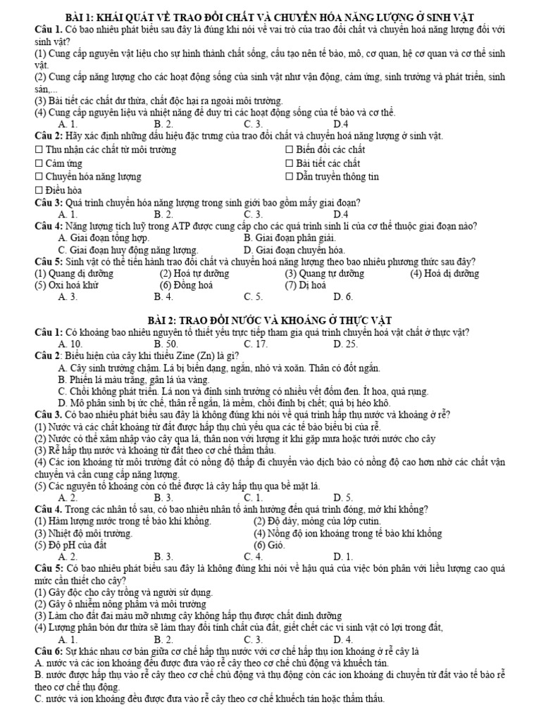 Sinh HK1 L P 11 | PDF