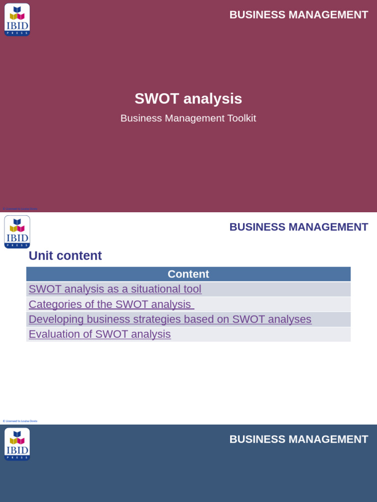 Louisa BM Powerpoint Set Business Management Toolkit (2) | PDF | Swot ...